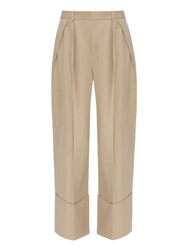 Victoria Beckham Maxi Turn-up Trousers - Neutrals