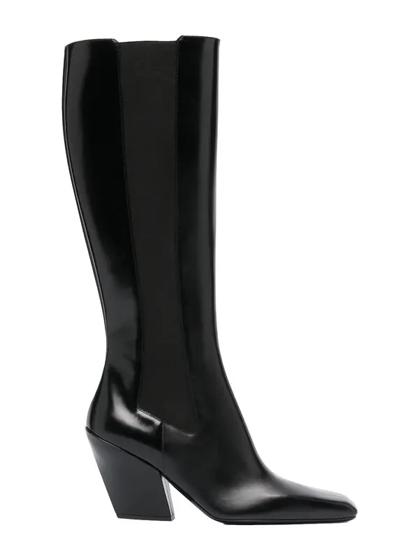 Prada Block-heel Leather Boots - Black