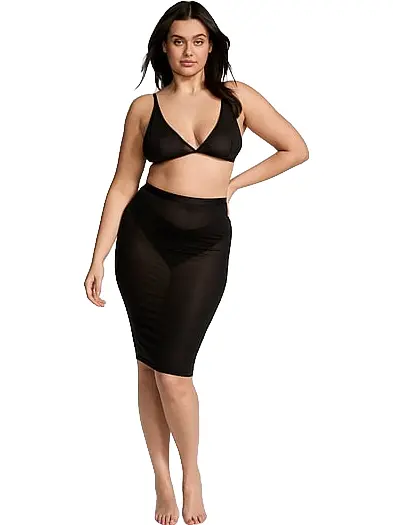 Victoria's Secret Very Sexy Sheer Knit Triangle Bralette & Tube Skirt Set - Black