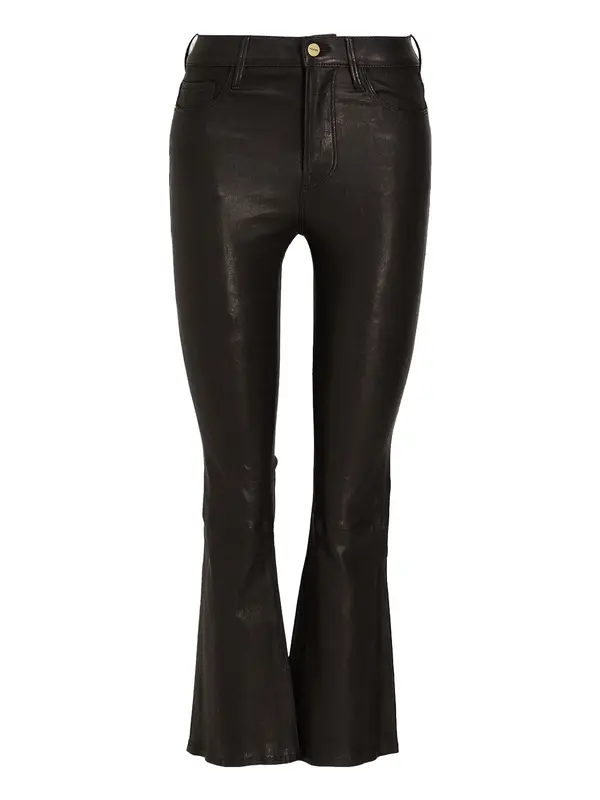 FRAME Le Crop Mini Boot Leather Pants - Black
