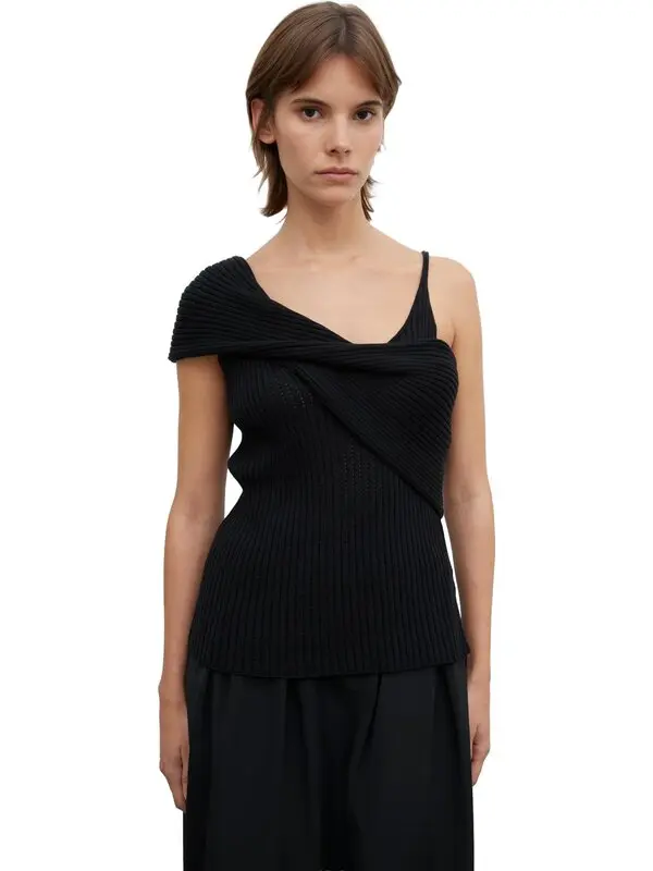 HOUSE OF DAGMAR Draped Knit Top - Black