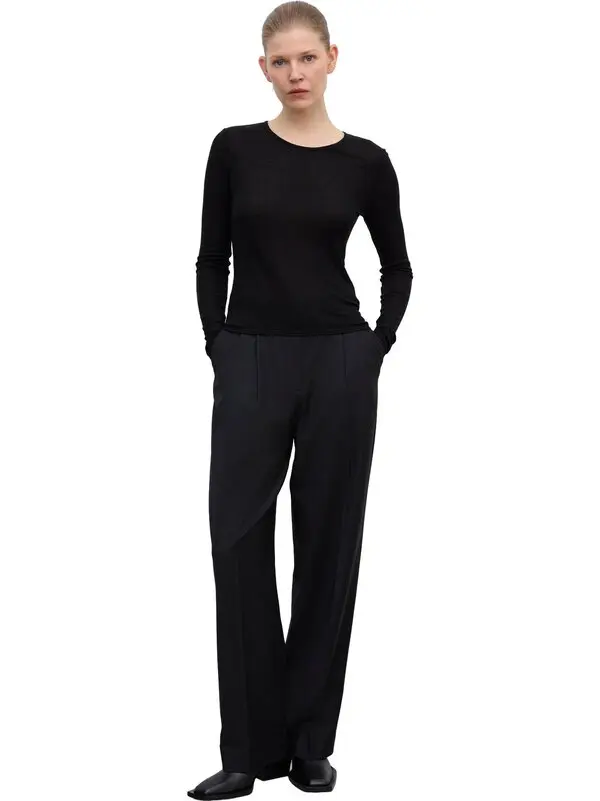 HOUSE OF DAGMAR Lyocell Long Sleeve Top - Black