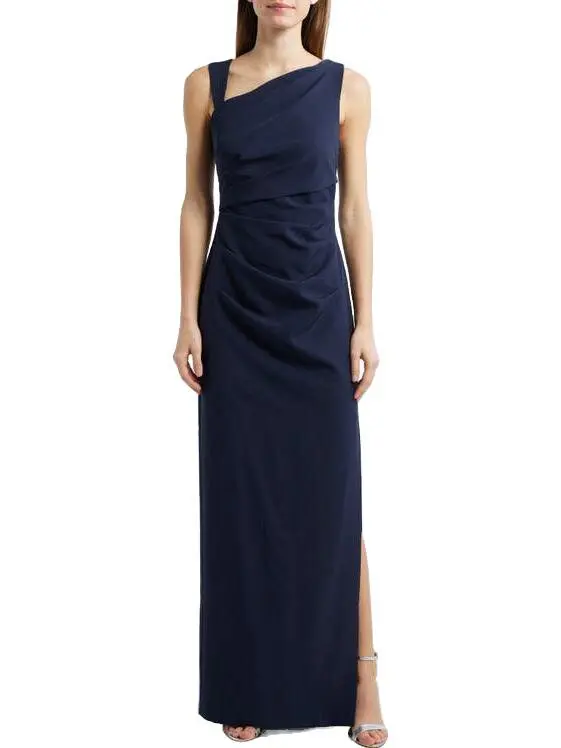 Vince Camuto Draped Asymmetric Gown - Navy