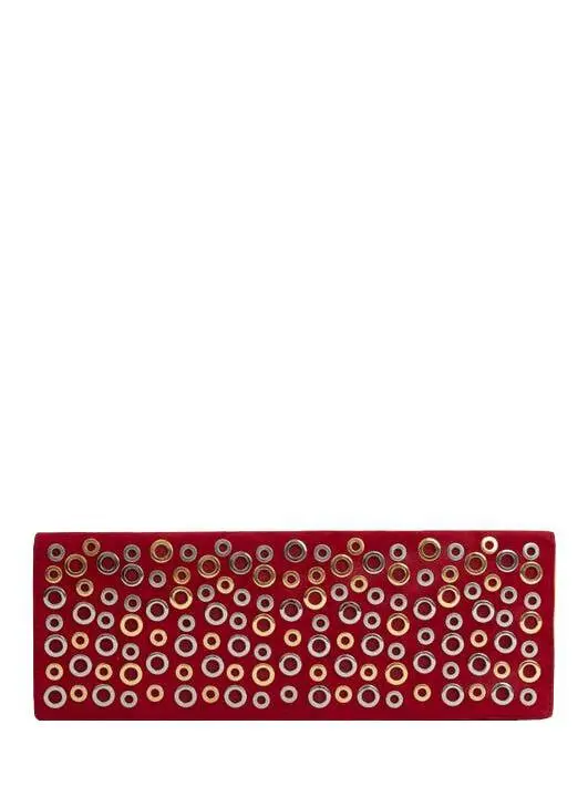 Jeffrey Campbell Suede Clutch - Red Suede Silver Gold