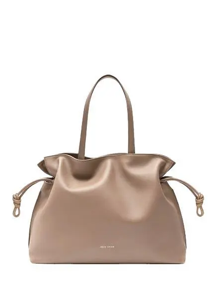 ESIN AKAN Emma Leather Tote Bag - Oatmilk