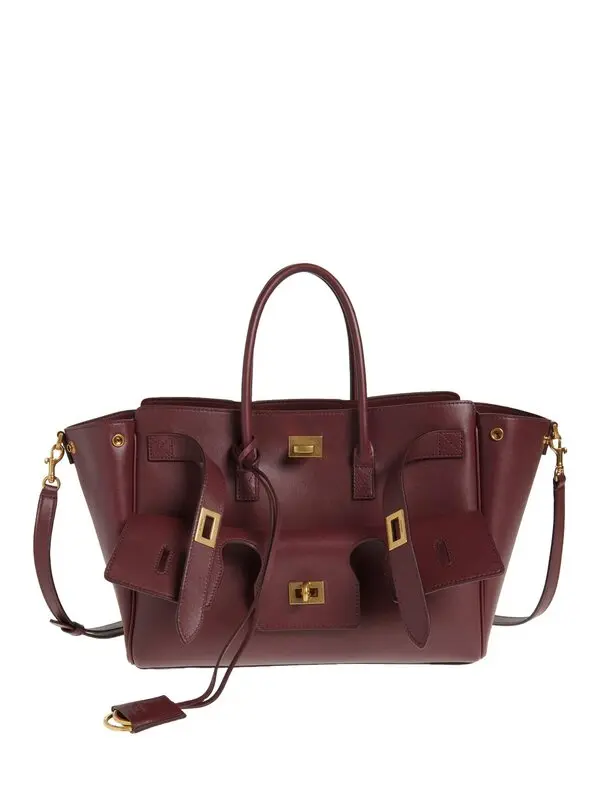 Balenciaga Small Bel Air Leather Tote - 6034 Dark Burgundy