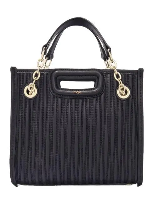Maje Mini Quilted Leather Tote Bag - Black