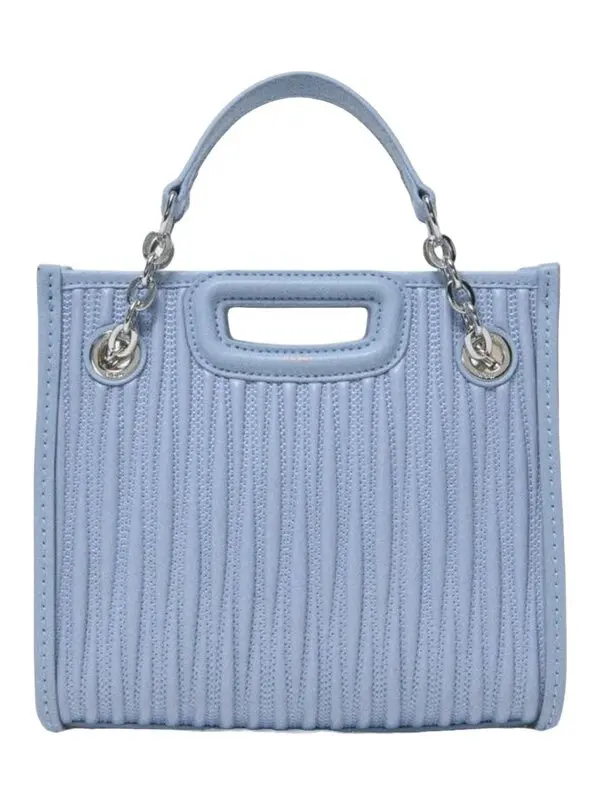 Maje Mini Quilted Leather Tote Bag - Blue Sky