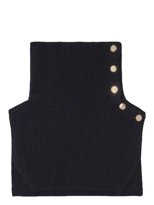 Maje Button-up Wool Mix Collar Wrap - Black