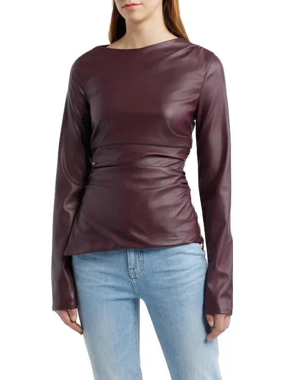 MISTRESS ROCKS Faux Leather Top - Dark Plum