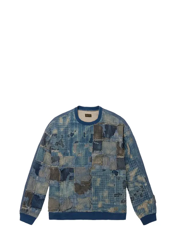 Kapital Boro Distressed Patchwork Sweatshirt - Blue