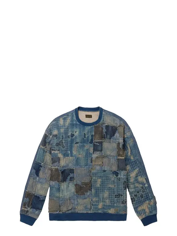 Kapital Boro Distressed Patchwork Sweatshirt - Blue