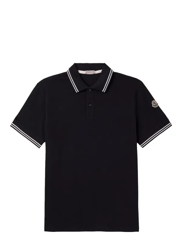 Moncler Slim-fit Logo-appliquéd Cotton-piqué Polo Shirt - Blue
