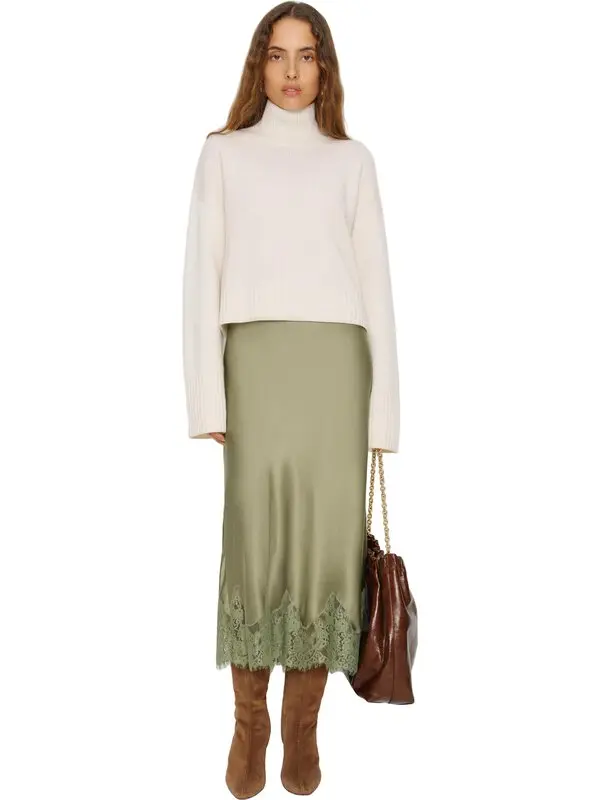 REFORMATION Carolina Silk Skirt - Green