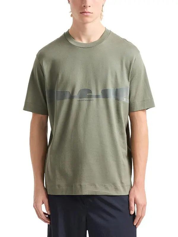 Emporio Armani Flocked Logo Tee - Basil Green
