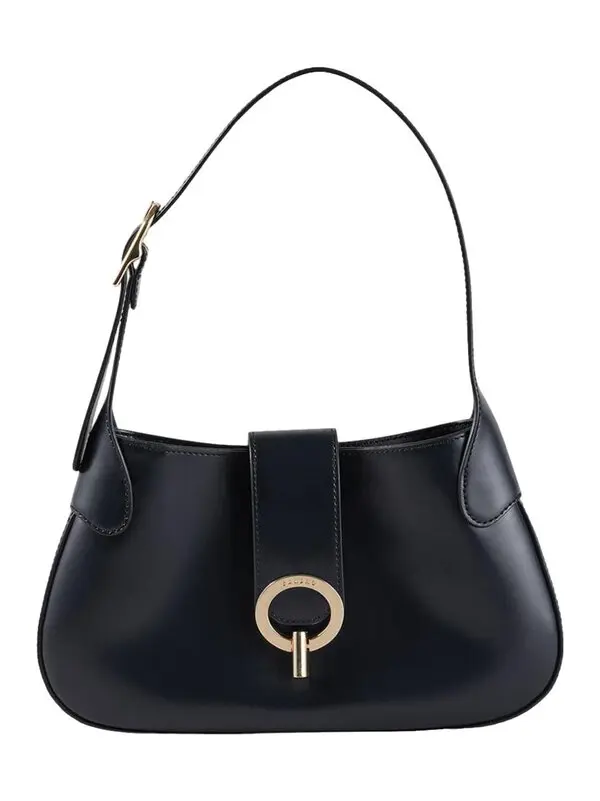 Sandro Janet Leather Shoulder Bag With Buckle - Black