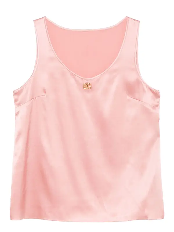 Dolce & Gabbana Logo-plaque Satin Top - Pink