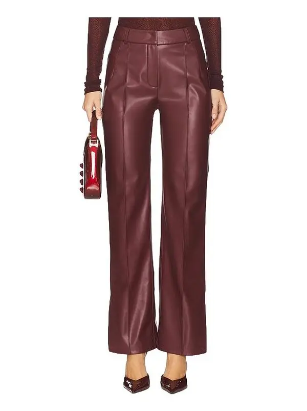 SELMACILEK Leather Slit Detailed Pant - Burgundy