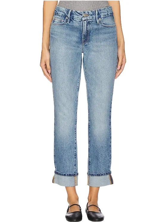 Good American Mid-rise Classic Cuffed Jeans - Indigo754
