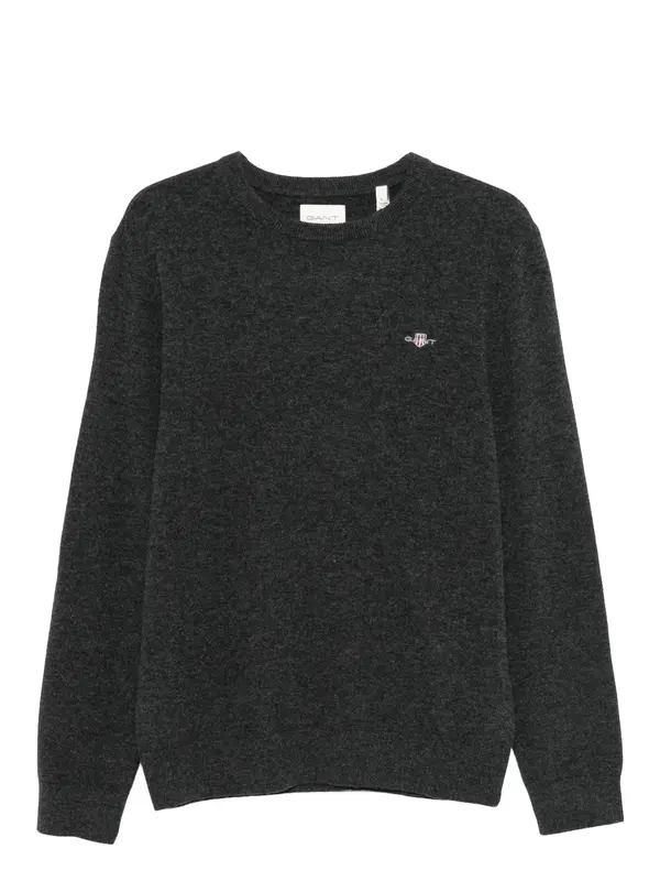 Gant Fine-knit Crew Neck Sweater - Grey