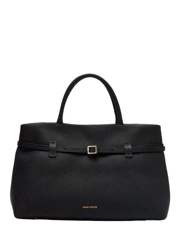 Manu Atelier Leather Tote Bag - Black