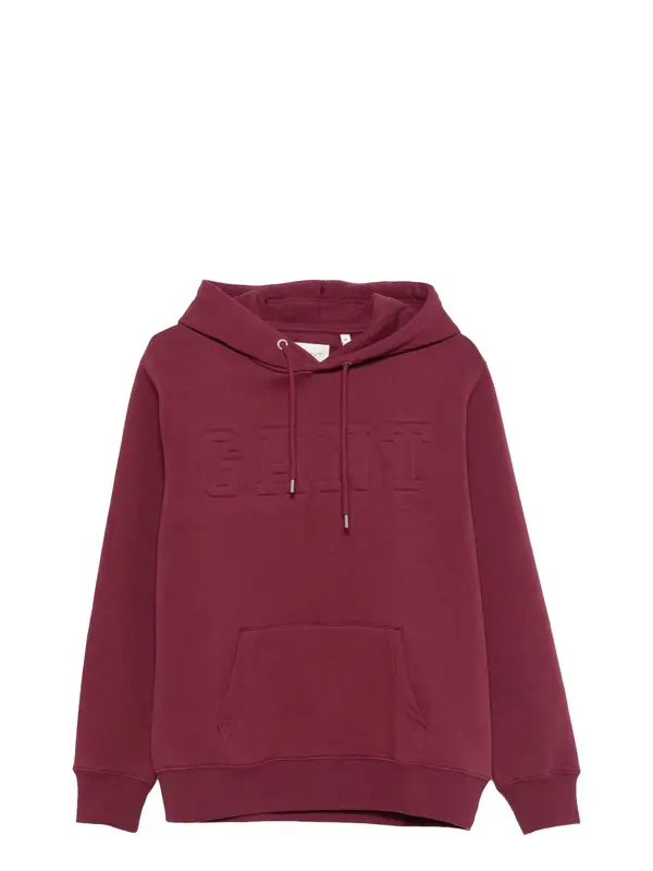 Gant Embossed Logo Hoodie - Red
