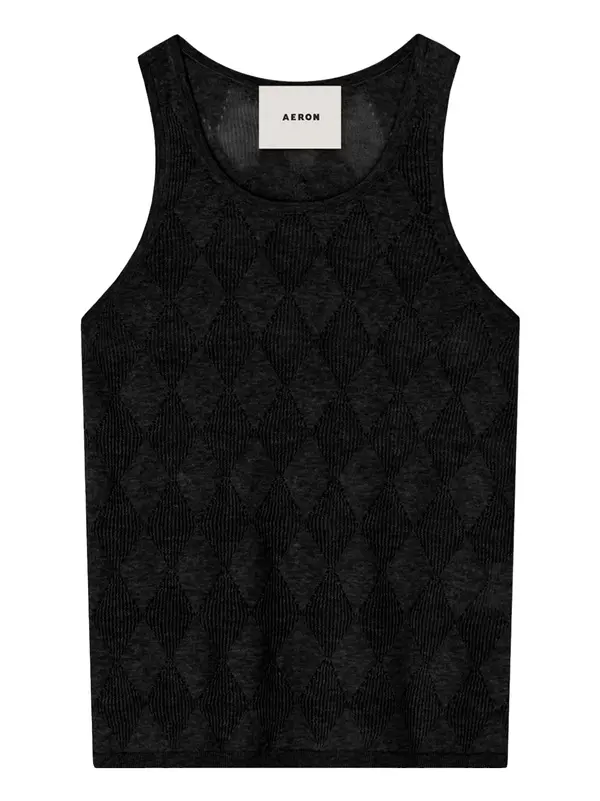 AERON Geometric Knit Tank Top - Black