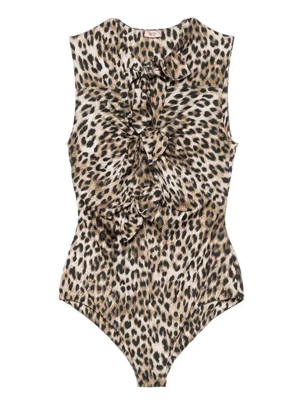 N°21 Leopard-print One Piece Swimsuit - Neutrals