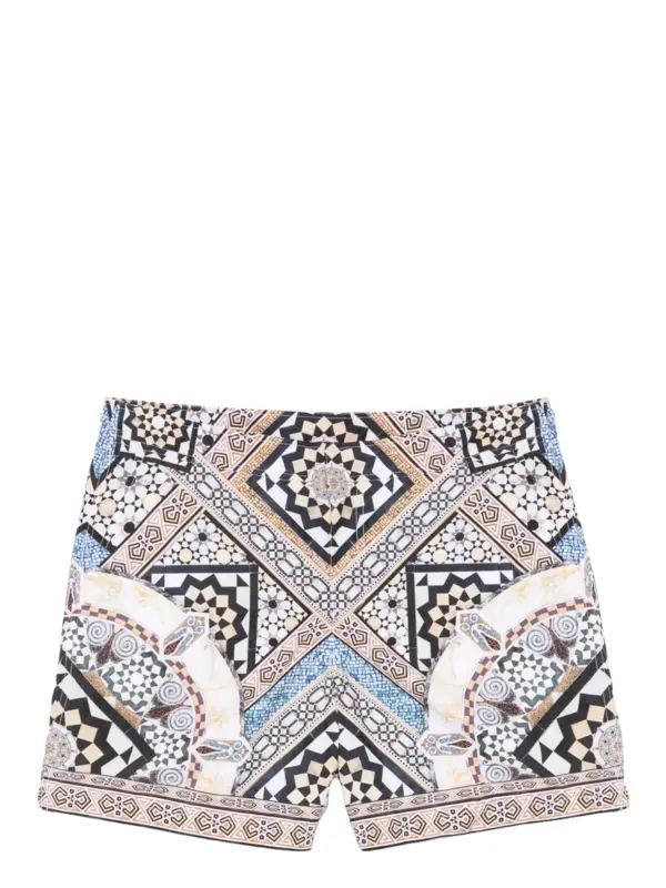 Camilla Make Me Your Mosaic-print Swim Shorts - Neutrals