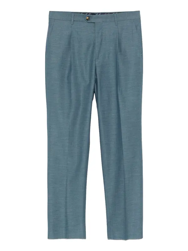 Etro Pleated Tapered Trousers - Blue