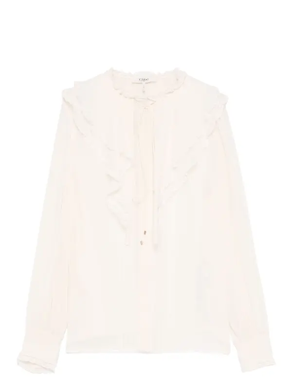 Chloé Ruffled Silk Blouse - Neutrals