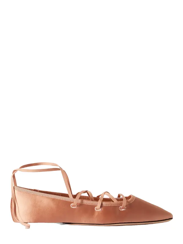 LOEFFLER RANDALL Louisa Lace-up Satin Ballet Flats - Pink