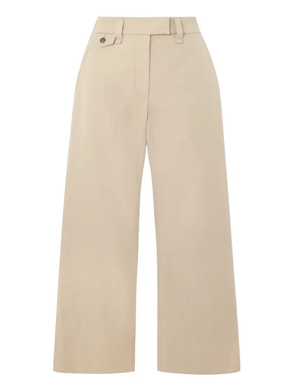 Brunello Cucinelli Bead-embellished Cotton And Linen-blend Twill Pants - Neutrals