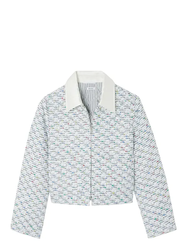 Thom Browne Silk-trimmed Sequined Tweed Down Jacket - Gray
