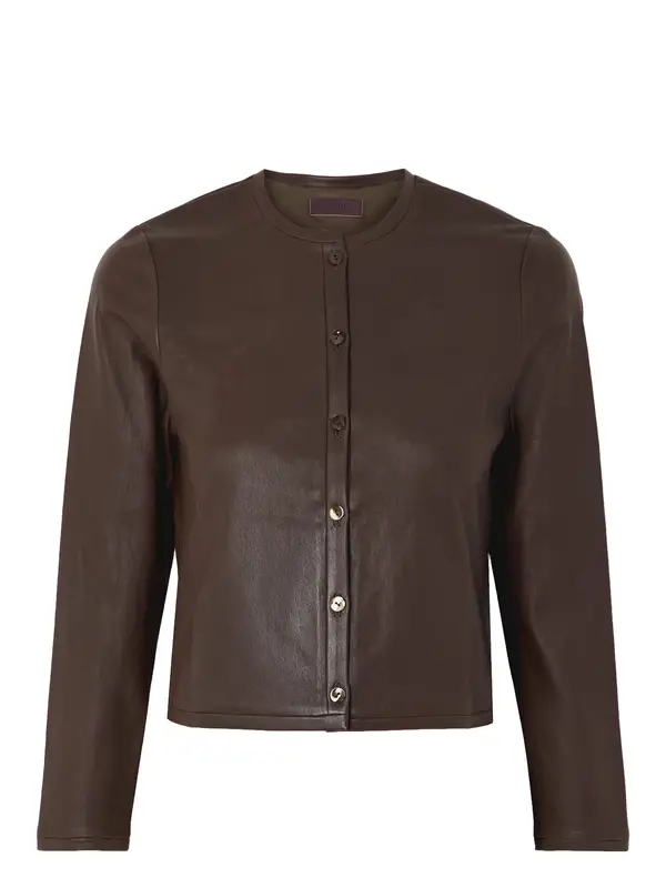 Stouls Astrid Cropped Leather Cardigan - Brown