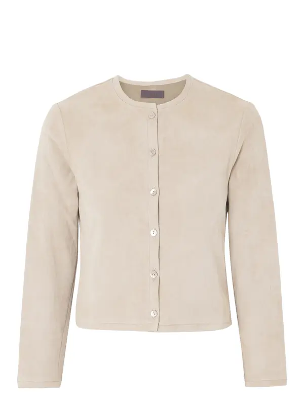 Stouls Astrid Cropped Suede Cardigan - Neutrals