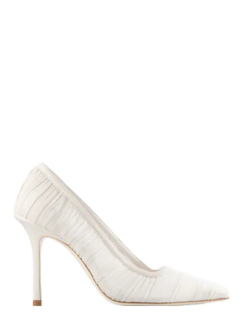 JIMMY CHOO Lotta 100 Ruched Tulle Heeled Pumps - Ivory/ivory
