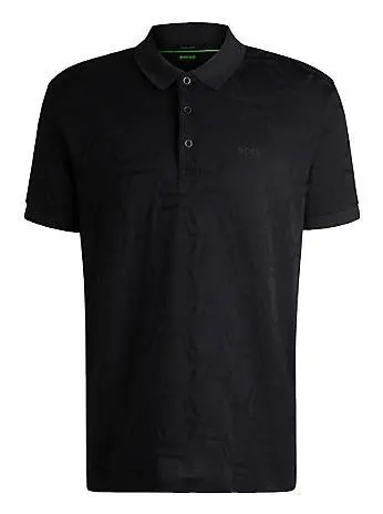 BOSS Geometric-jacquard Relaxed-fit Cotton Polo Shirt Xxl - Dark Blue