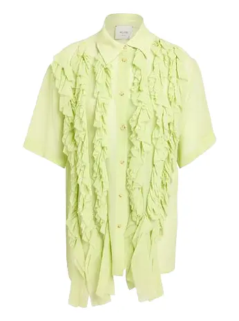 ALYSI Ruched Silk Shirt - Green