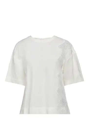 Alpha Studio Woven Top With Lace Trims - White