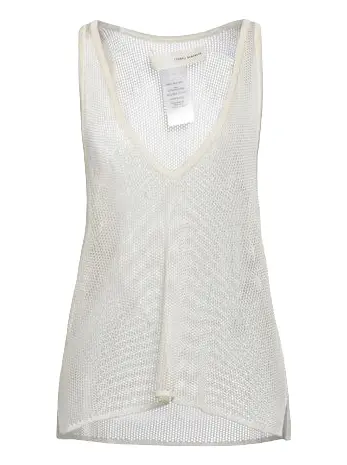 Isabel Benenato Viscose Open-knit Top - White