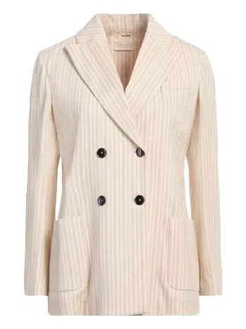 CIRCOLO 1901 Striped Double-breasted Blazer - Beige
