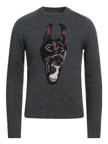 Zadig&Voltaire Merino Wool Sweater With Embroidered Dog Graphic - Grey