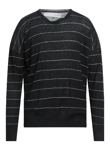 Isabel Benenato Linen Striped Sweater - Black