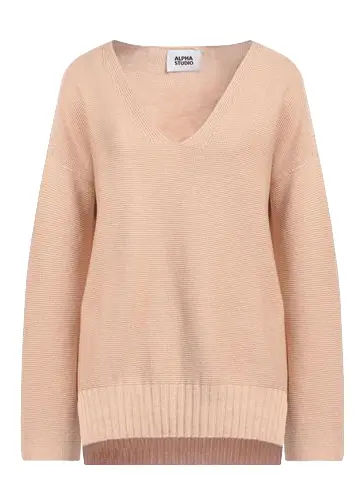 Alpha Studio Knitted Cotton Sweater - Beige