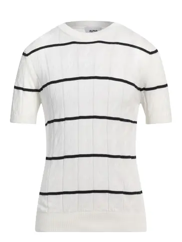 Alpha Studio Cotton Striped Sweater - White