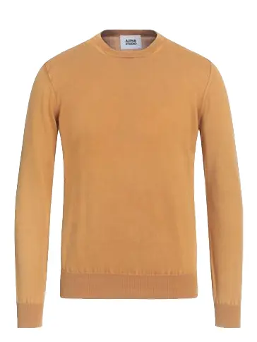 Alpha Studio Crewneck Cotton Sweater - Yellow
