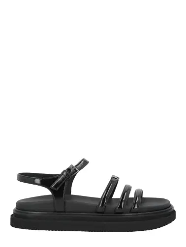 Hogan Leather Flatform Sandals - Black