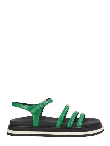 Hogan Leather Flatform Sandals - Green
