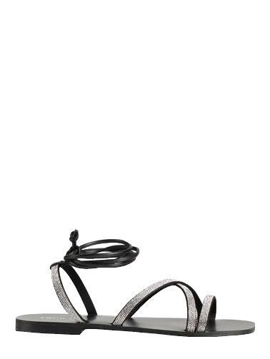 Liu Jo Embellished Textile Fiber Sandals With Tie Fastening - Black